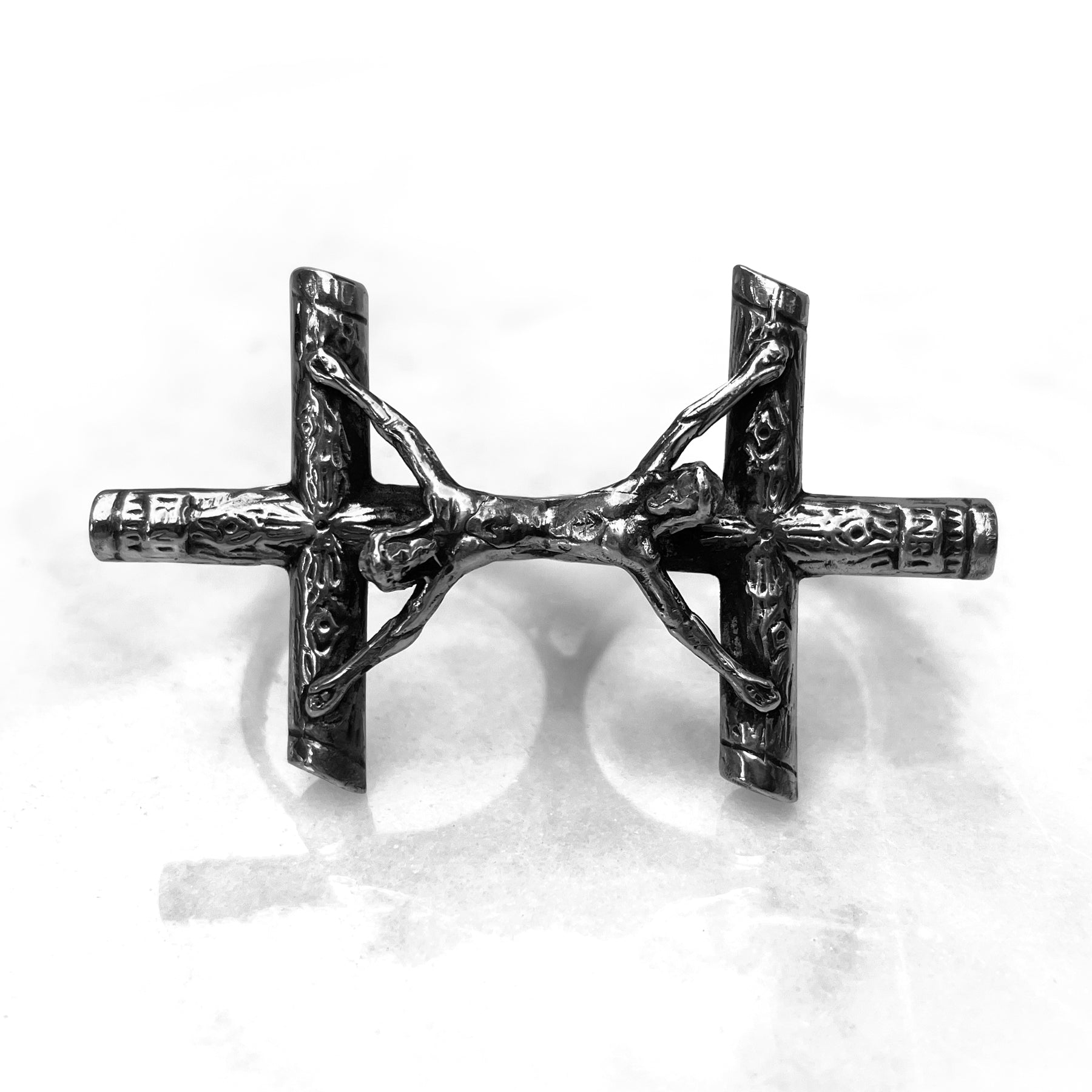 Conjoined Crucifix Ring - LG – Bird Ov Prey